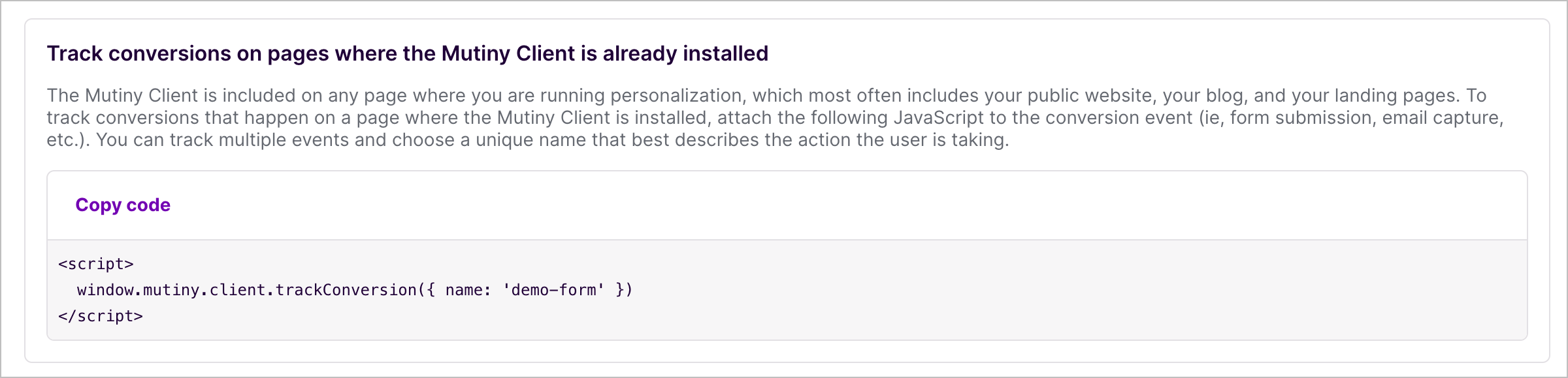Tracking events with custom Javascript – Mutiny
