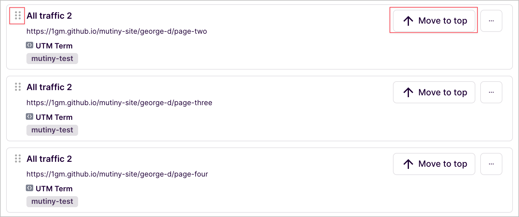 Experience priority – Mutiny