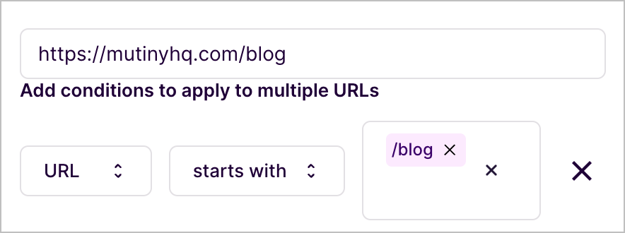 Targeting multiple pages using URL rules – Mutiny